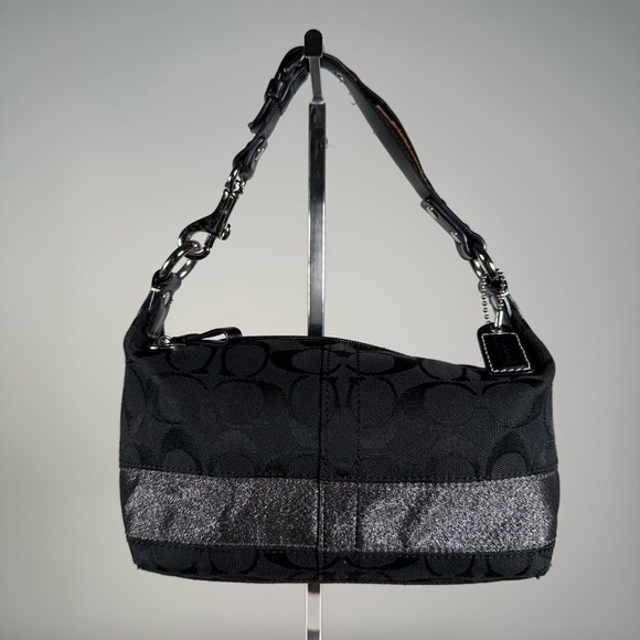 Coach | Bags | Coach 4757 Signature Black Canvas Small Hobo Baguette | Poshmark